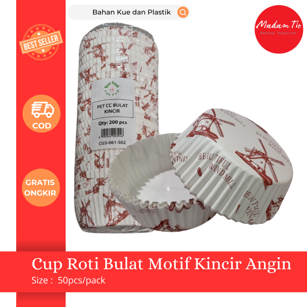 Jual Paper Cup Roti Bulat Motif 50pcs/pack (Motif Cantumkan didalam ...
