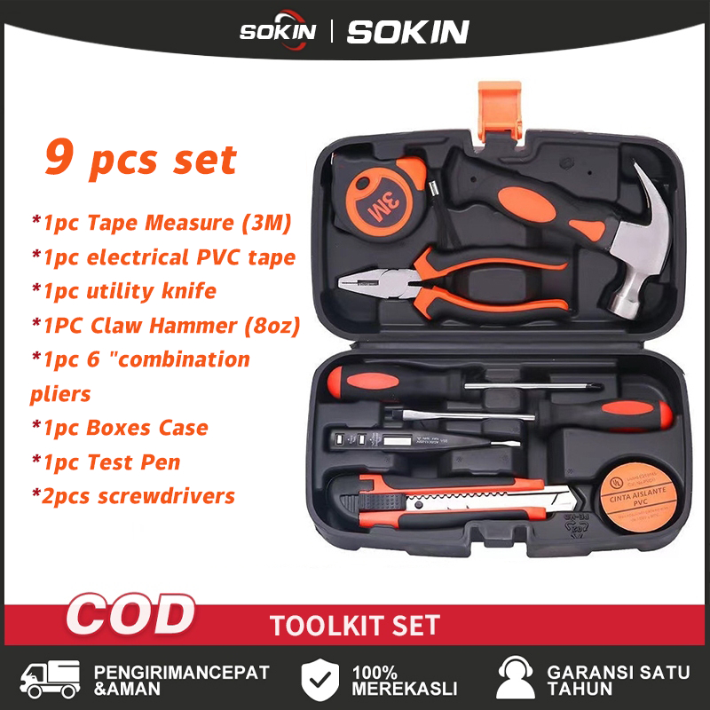 Jual SOKIN Hand Toolset 9PCS Tool Kit Alat Rumah Tangga Tool Kit Set ...