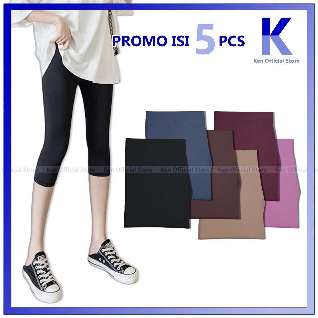 Jual Legging Pendek Wanita Isi 5pcs / Legging 3/4 Wanita Bahan Spandek Size Standar Jumbo ...