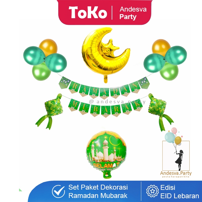 Jual paket dekorasi lebaran bulan bintang / paket balon dekorasi ...
