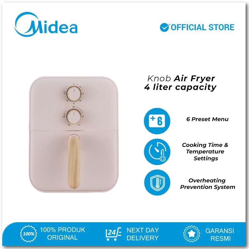 Jual Midea Air Fryer 4L 650W Low Watt MAF400B0ADI Penggorengan Tanpa Minyak Knob Design Pink ...