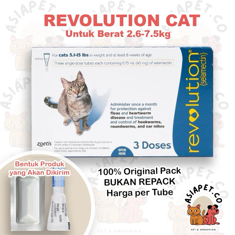 Jual OBAT TETES KUTU KUCING Ampuh REVOLUTION BLUE Cat Kucing 2.6-7.5KG ...