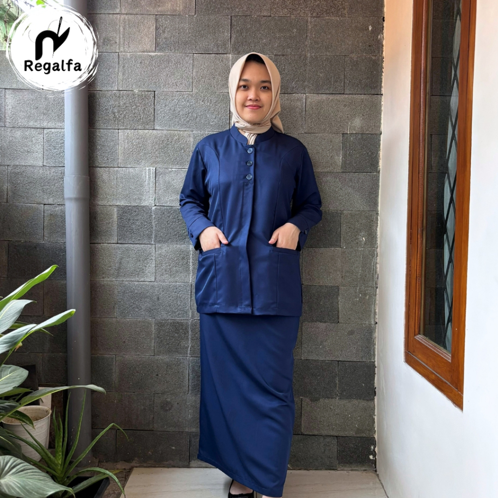 Jual Setelan PDH Baju Seragam Dinas PNS Wanita Warna Navy/Biru Dongker ...