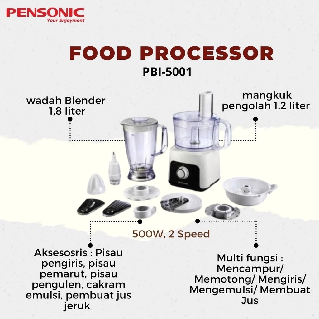 Jual Pensonic Food Processor 2in1 PBI-5001 / PBI5001 | Shopee Indonesia