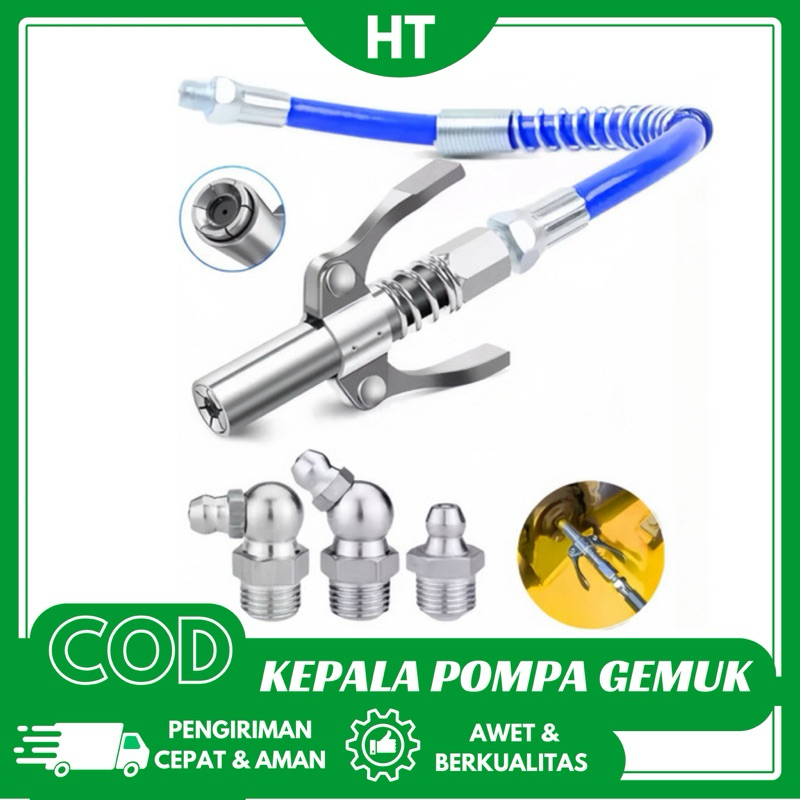 Jual Kepala pompa Grease gun coupler alat aplikasi minyak gemuk+selang ...