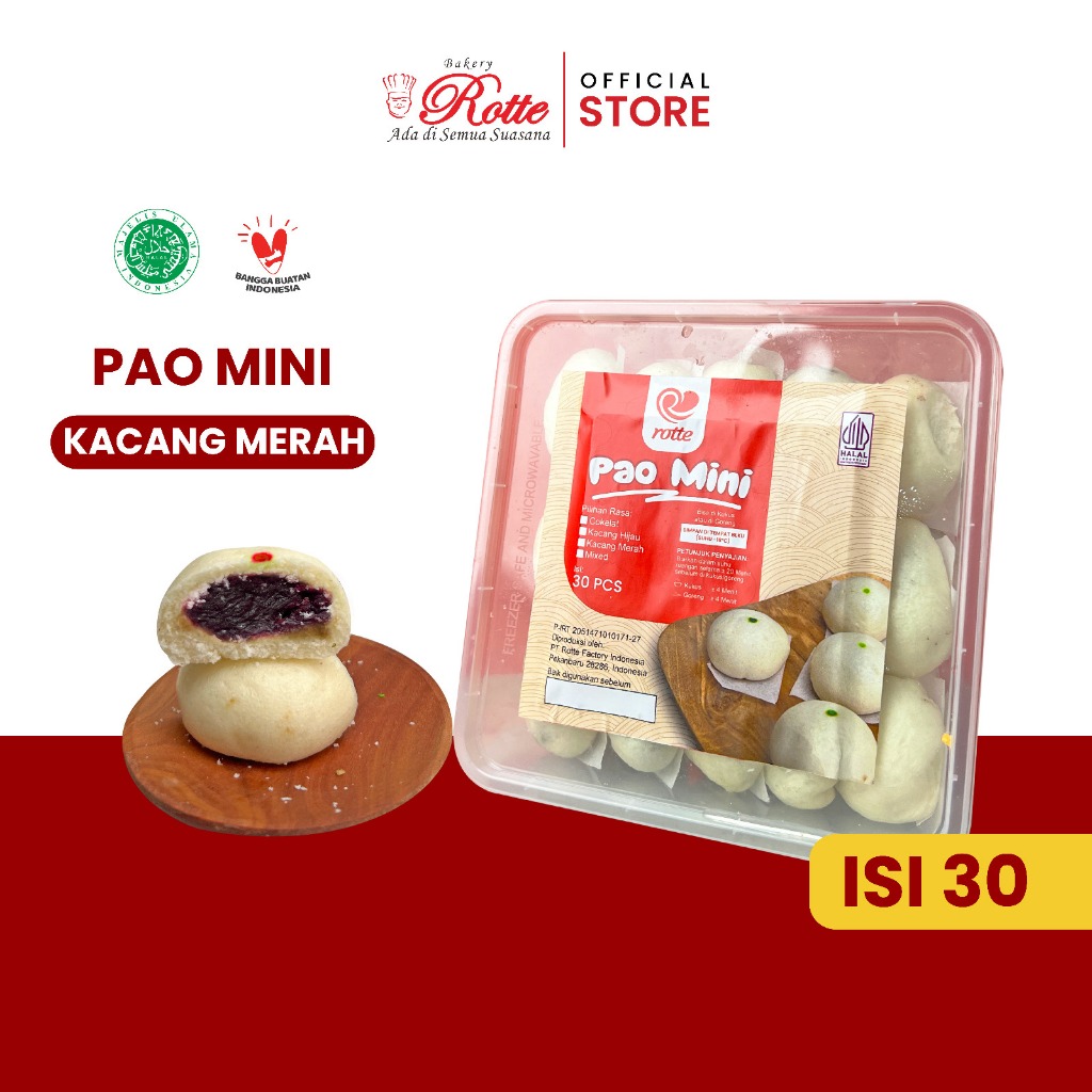Jual Pao Mini Frozen Rasa Kacang Merah Rotte Bakery Pekanbaru Isi 30 ...