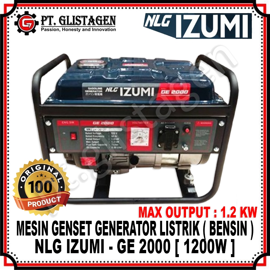 Jual NLG IZUMI GE2000 Mesin Genset Listrik Bensin 1kw 1.2kw 1000 Watt 1200 Watt Mesin Gasoline ...