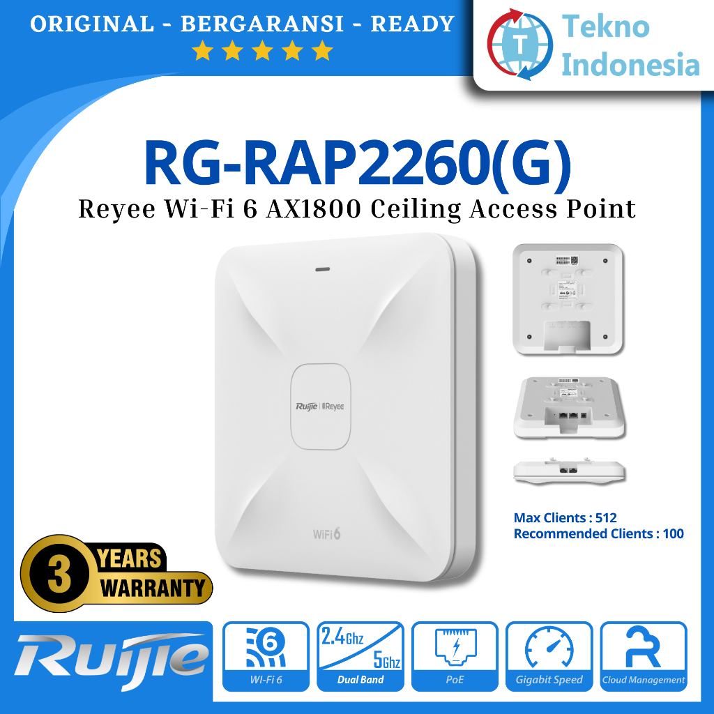 Jual Ruijie Reyee RAP2200E WiFi 5 RG-RAP2260(G) Wifi 6 AX3000 Ceiling ...
