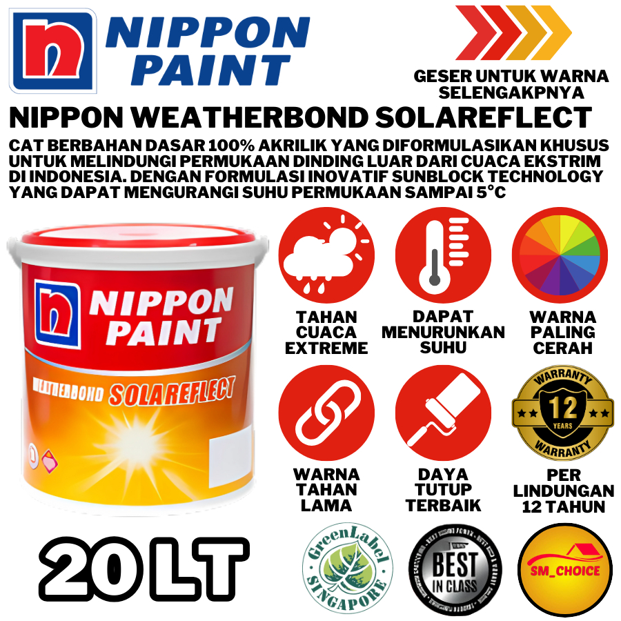 Jual NIPPON PAINT WEATHERBOND SOLAREFLECT 20 LT CAT TEMBOK EKSTERIOR ...