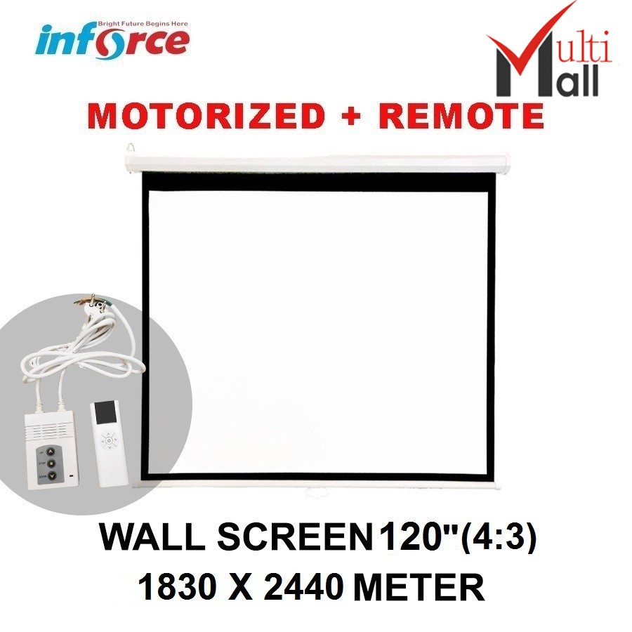 Jual WALLSCREEN LAYAR INFORCE 120" 4 : 3 ( 1830 X 2440) MOTORIZED + REMOTE | Shopee Indonesia