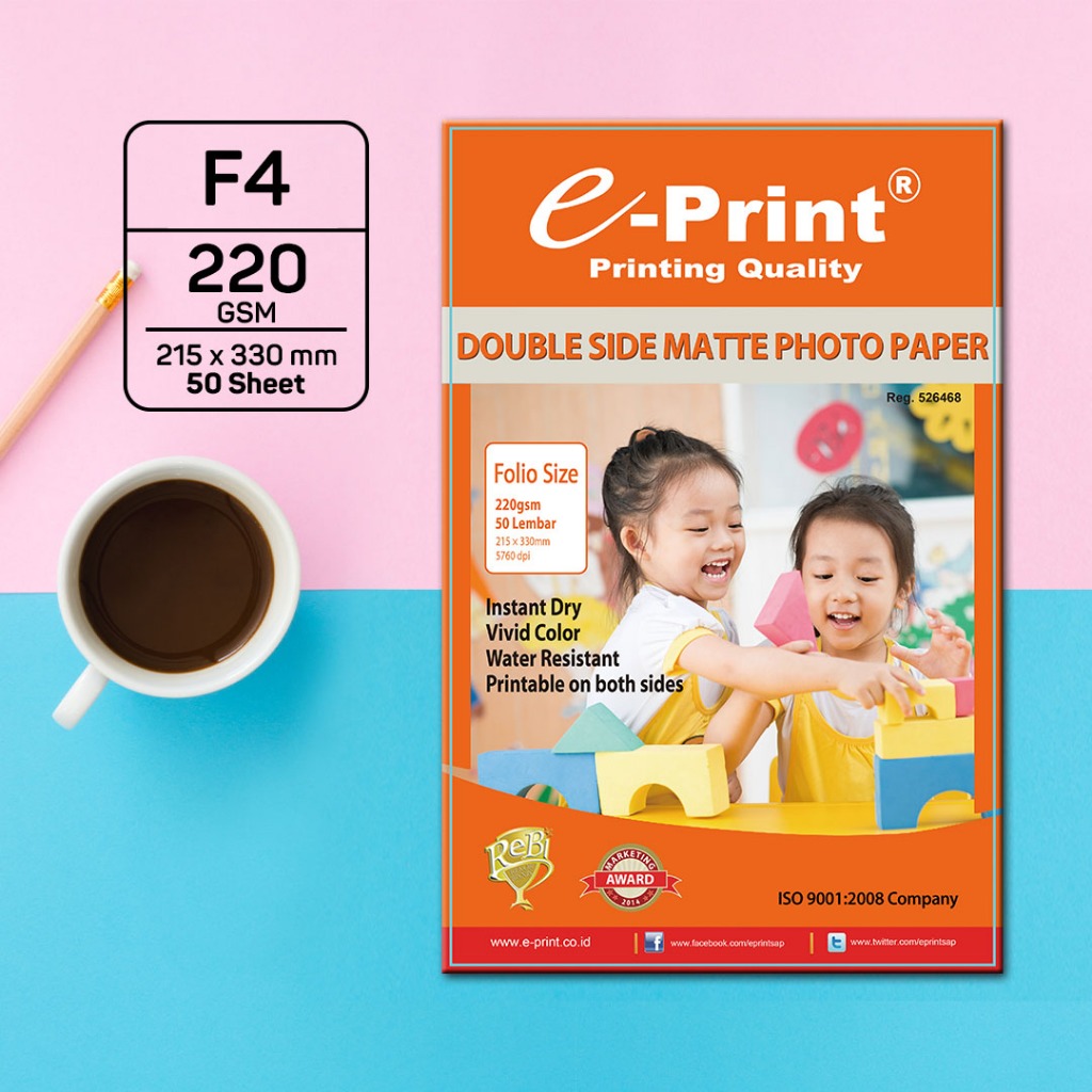 Jual Kertas Foto Double Side Matte Doff Folio F4 220gsm 50lembar e ...