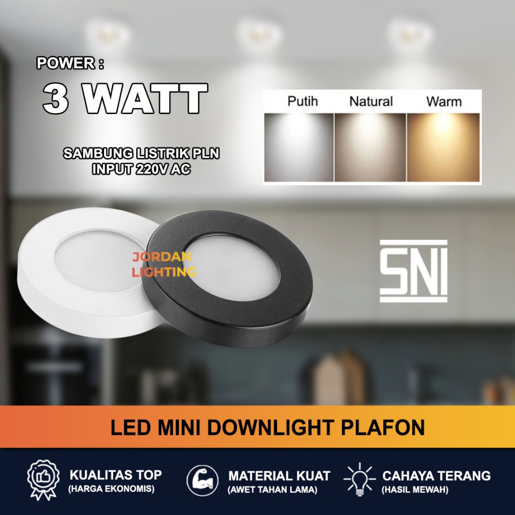 Jual Lampu LED Downlight Mini 3W Tempel Plafon | Cocok Untuk Interior ...