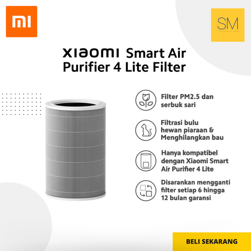 Jual Xiaomi Filter Smart Air Purifier 4 Lite | PM 2.5 | Menghilangkan bau | Filtrasi berlapis ...