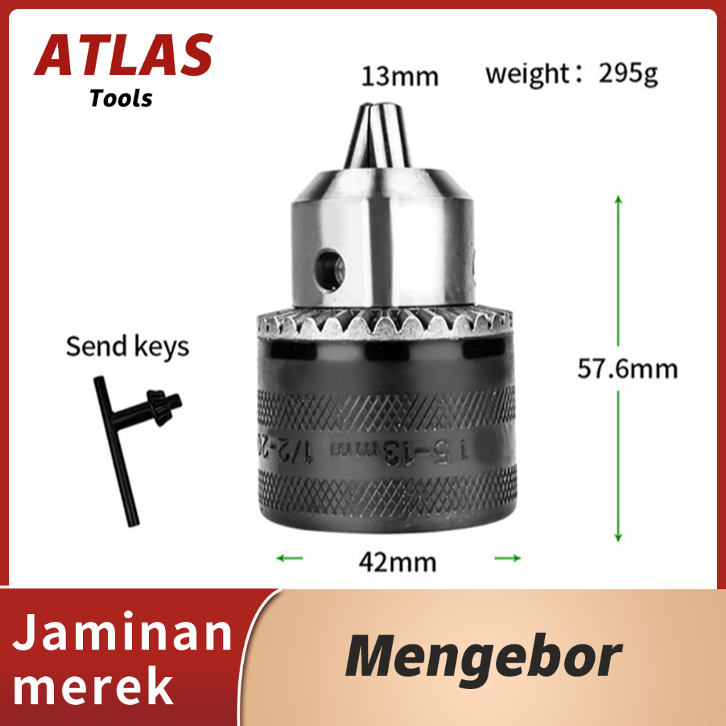 Jual ATLAS Tools Kepala Bor 13MM Drill Chuck 3/8" Chuck besi Kepala ...