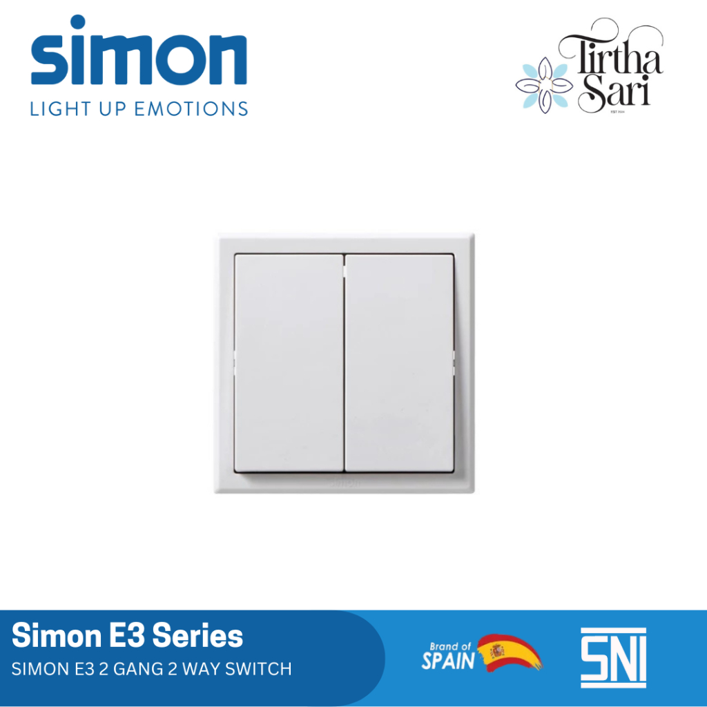 Jual SIMON E3 Saklar 2 Gang 2 Way Switch White | Shopee Indonesia