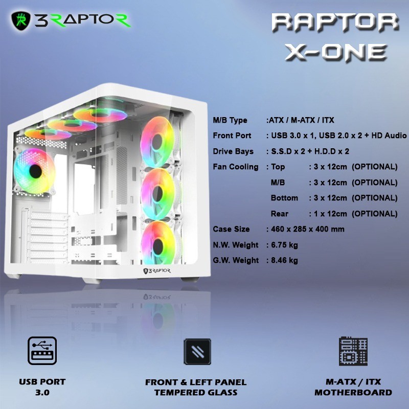 Jual Casing PC Komputer 3PowerUp Raptor X-One | Mid Tower | ATX | Tanpa ...