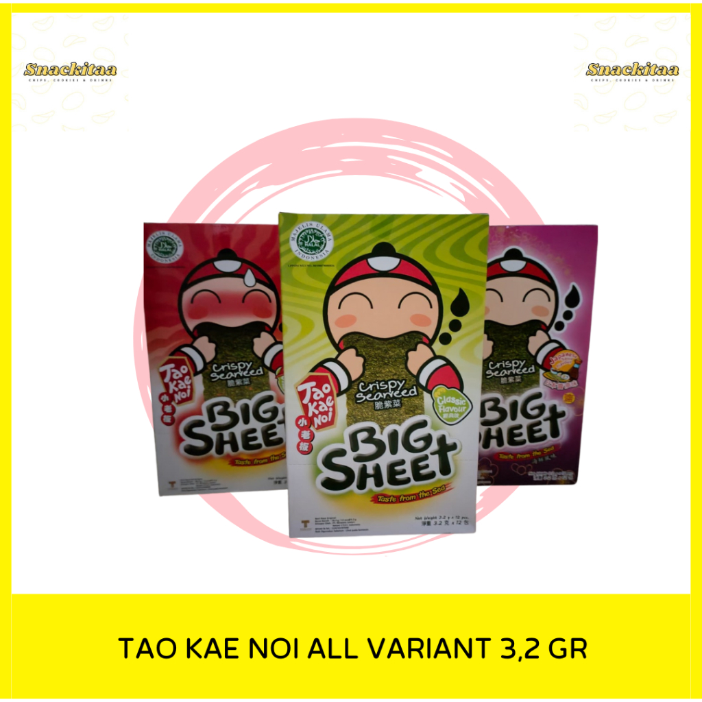 Jual CEMILAN RUMPUT LAUT TAO KAE NOI BIG SHEET 3,2G SEMUA VARIAN RASA ...