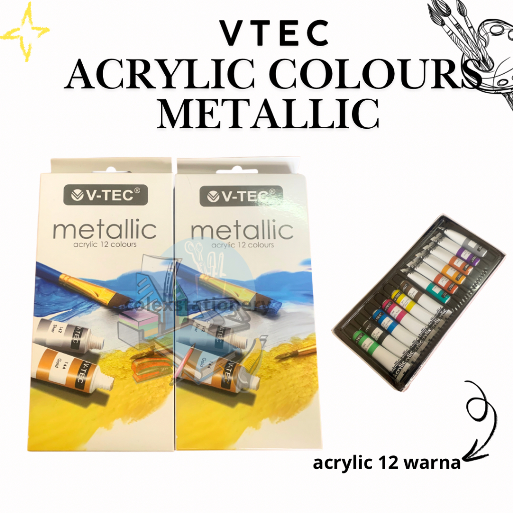 Jual [1 SET] Acrylic Metallic Colour / Cat Air Acrylic Warna Metallic ...