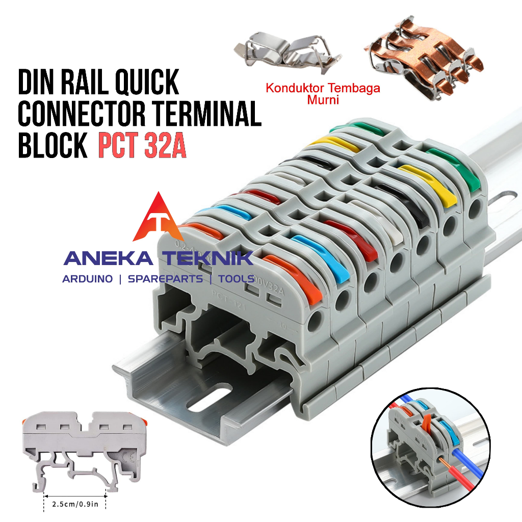 Jual DIN Rail Quick Connector Terminal Block PCT 32A / Terminal Blok Konektor Kabel Dengan ...
