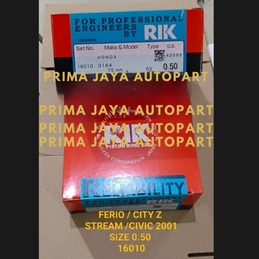 Jual RING PISTON SEHER FERIO CITY CITY Z STREAM CIVIC 2001 SIZE 0.50 ...