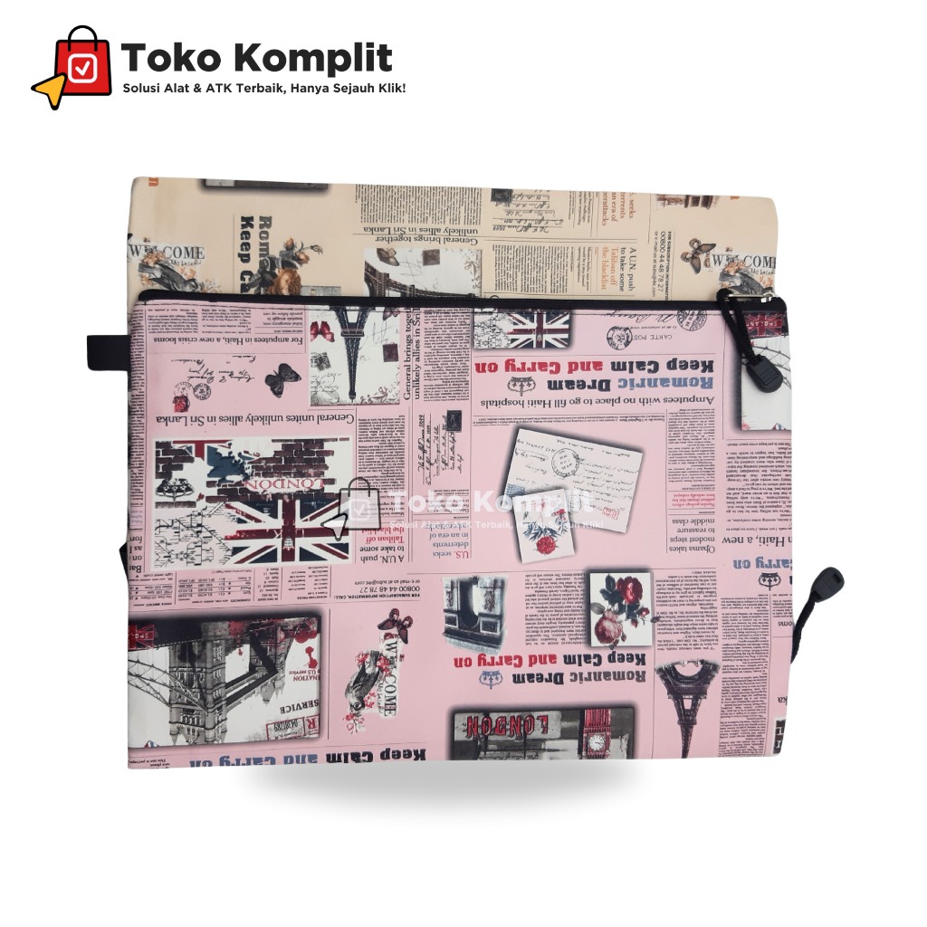 Jual Komplit - Map Zipper buku A4/map buku tulis/map zipper motif paris ...