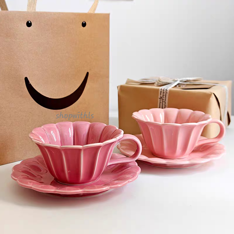 Jual PINK BLOOMS Cup & Saucer//Aesthetic Tea Cup Korean Style/Cangkir ...