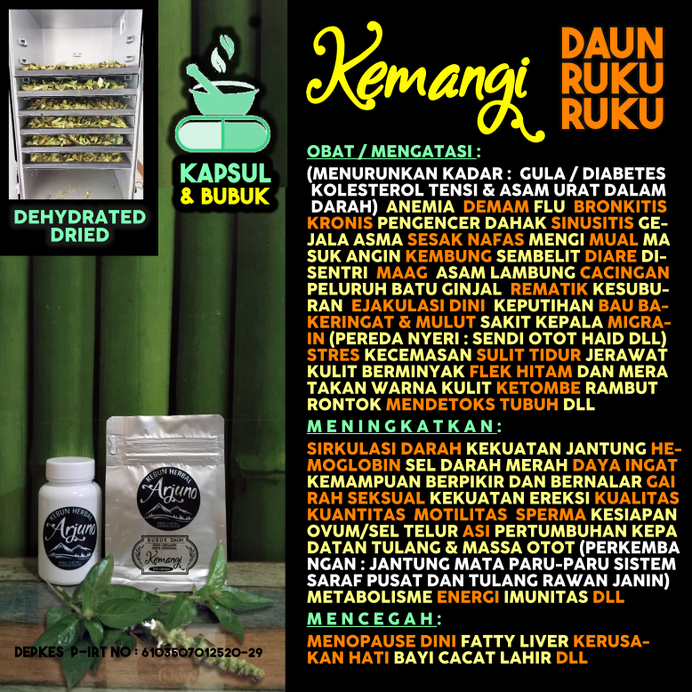 Jual Dehydrated Dried Kapsul Bubuk Daun Kemangi Lampes Obat Anemia ...