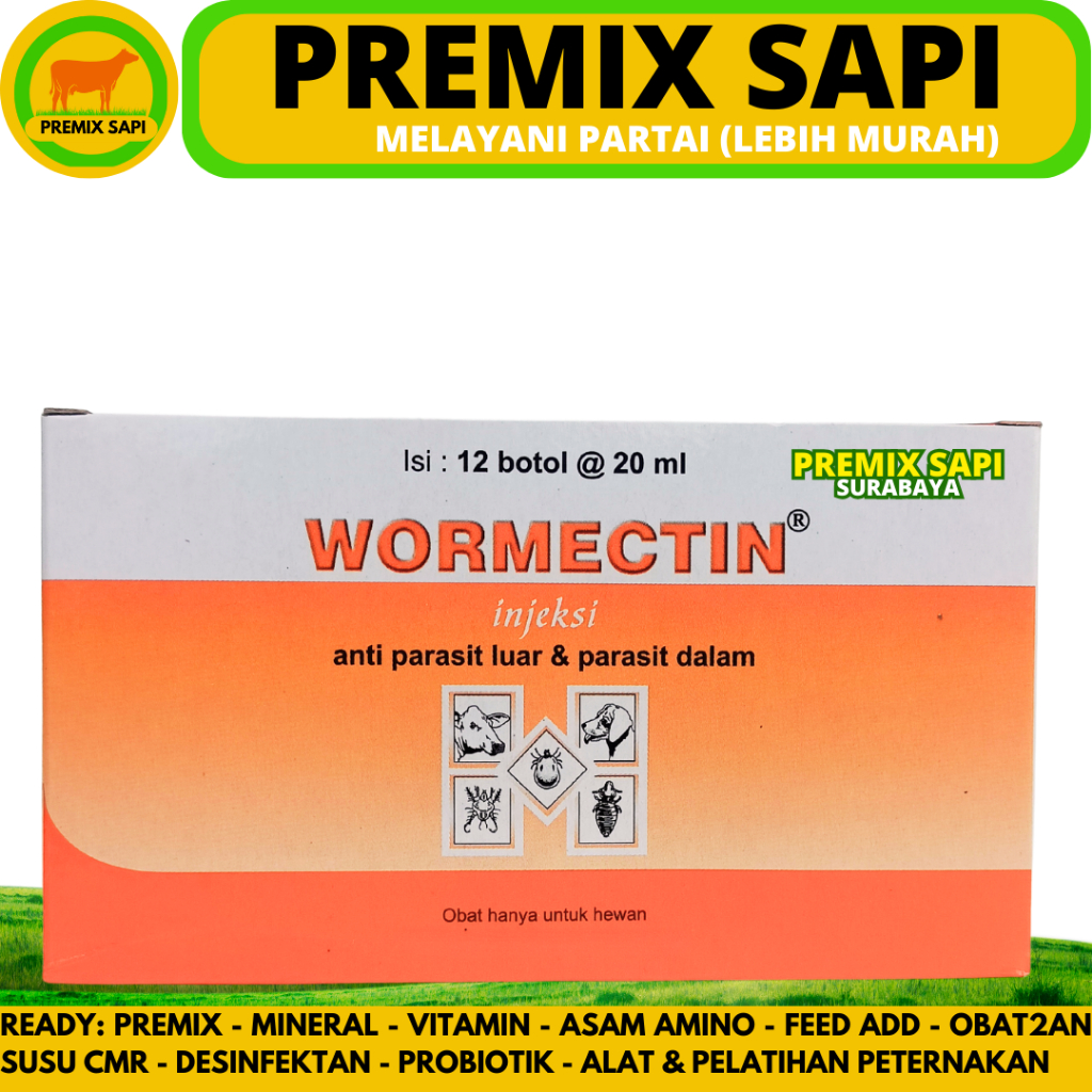 Jual WORMECTIN 20ML 1 DUS (12 BOTOL) - Obat Anti Parasit Kutu Scabies ...