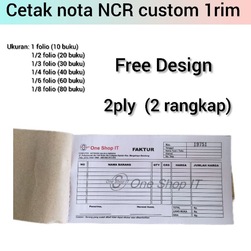 Jual Cetak Nota Bon NCR custom (2Ply) | Shopee Indonesia