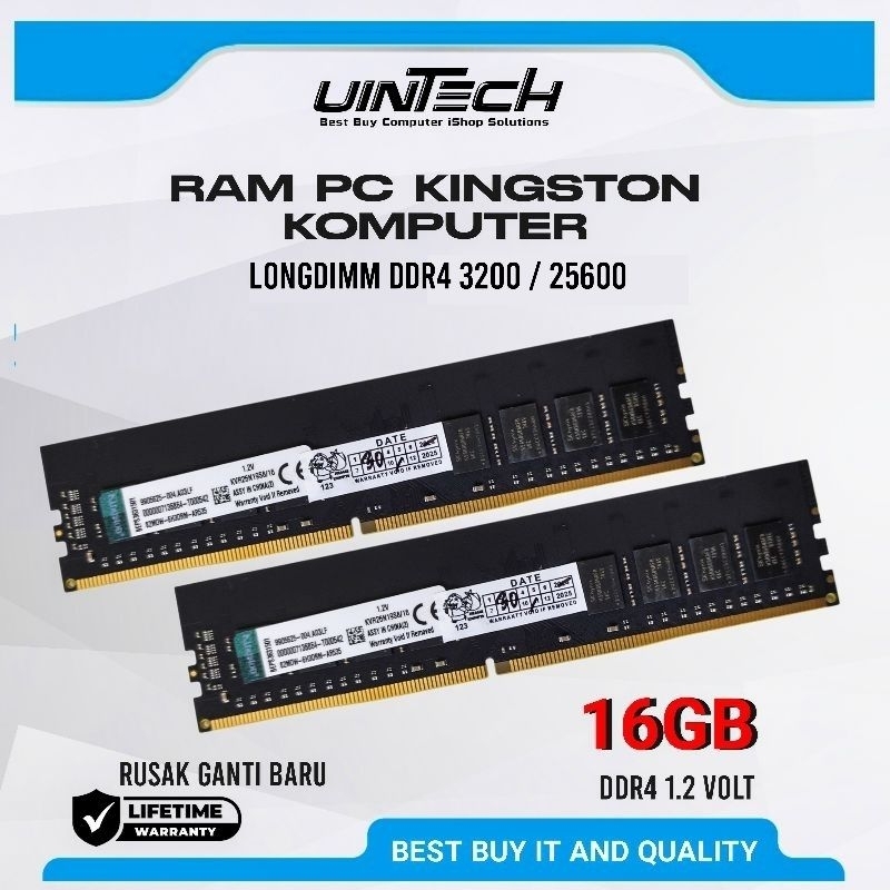 Jual Memory RAM PC LONGDIMM DDR4 16GB PC4-3200/25600MHZ KINGSTON | Shopee Indonesia
