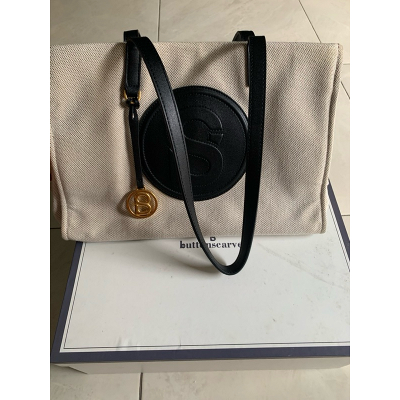 Jual TAS BUTTONSCARVES Aaliya small canvas tote bag- BLACK | Shopee ...