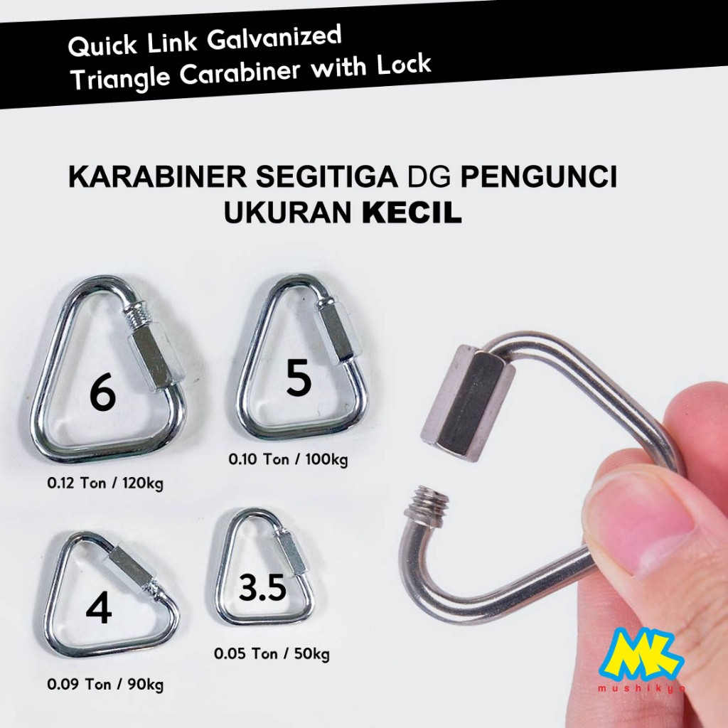 Jual Karabiner Segitiga KECIL dg Lock / Triangle Galvanized Carabiner ...