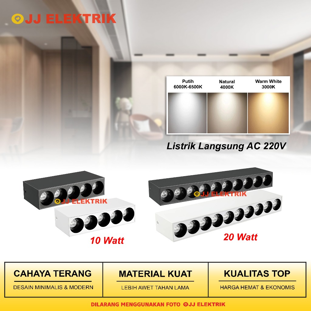 Jual Downlight Outbow Spotlight LED 10W 20W Kotak Panjang Lampu Sorot ...