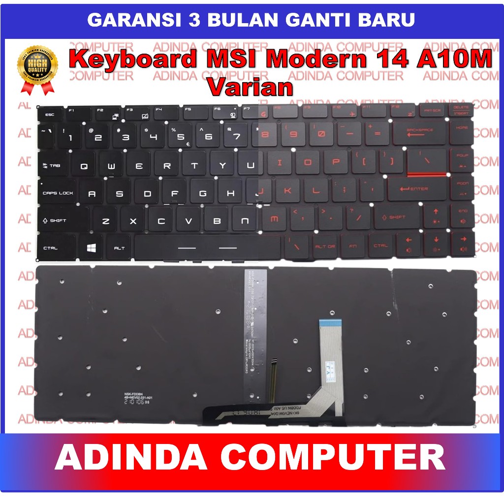 Jual Keyboard MSI Modern 14 A10M B11S MA-14D1 MW MS-14D3 Black With WHITE BACKLIGHT | Shopee ...