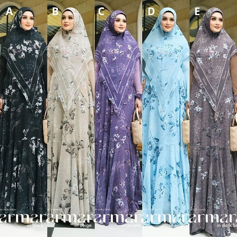 Jual MARMARA SERIES BY OMEIRO Gamis Syari Branded Ceruty Jersey Printing Dress Scraft Syari ...