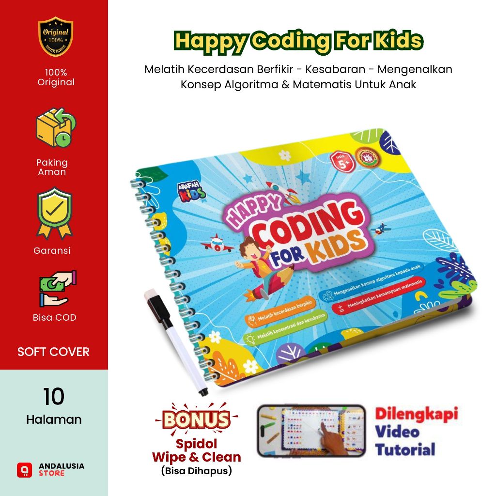 Jual Buku Happy Coding For Kids Usia 5+ Bonus Spidol Wipe And Clean ...