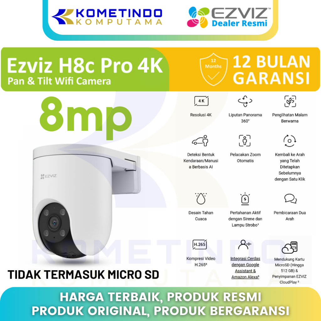 Jual H8C Pro 8MP 4K EZVIZ Outdoor Smart CCTV Wi-Fi Pan & Tilt Smart ...