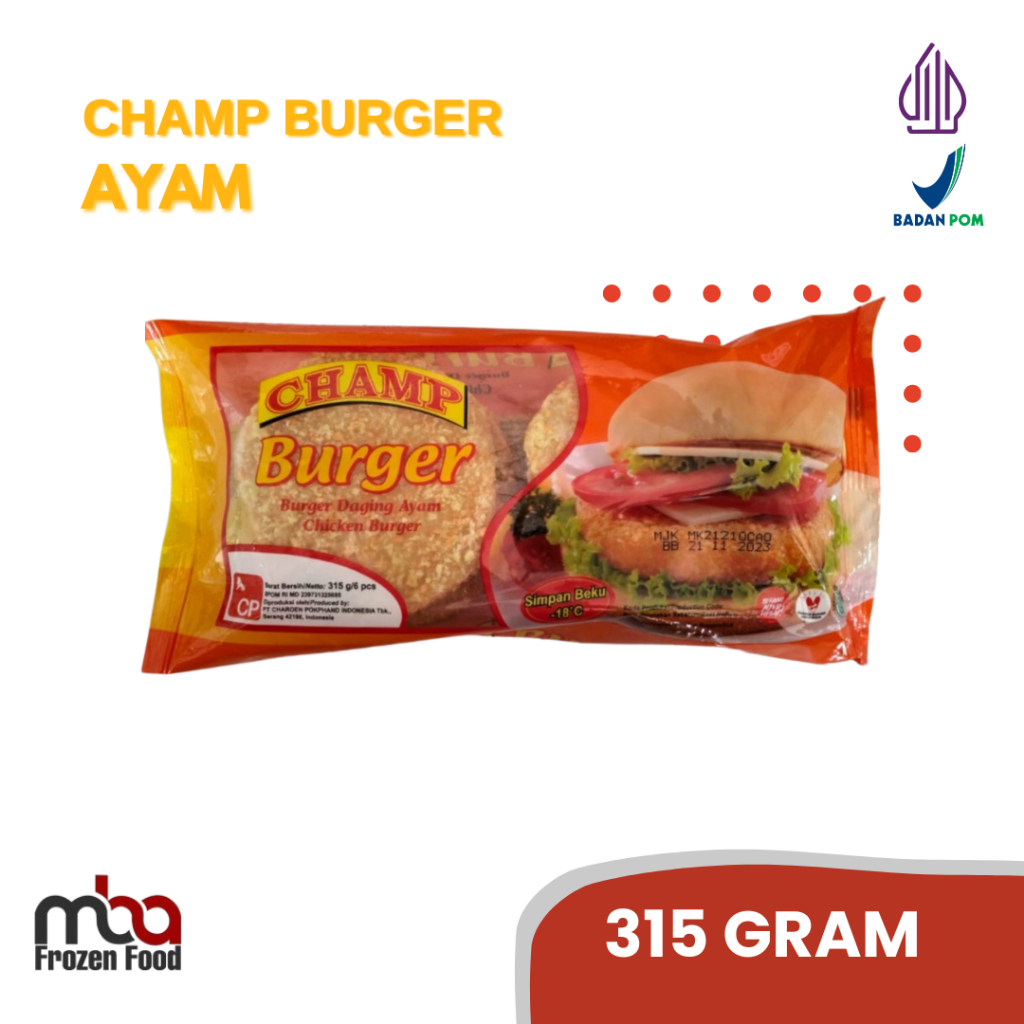 Jual Champ Burger Chicken / Champ Burger Daging Ayam 315 Gr /Nugget ...