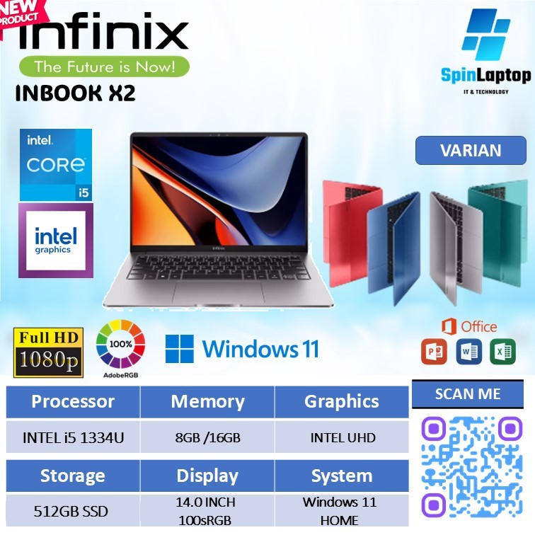 Jual infinix inbook X2 2025 intel Core i5-1334 Ram 16GB 512GB W11 14 ...