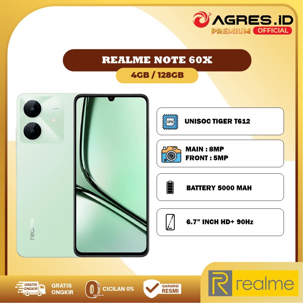 Jual Realme Note 60x - 4GB+128GB | Rangka Metal Tahan Banting | Baterai ...