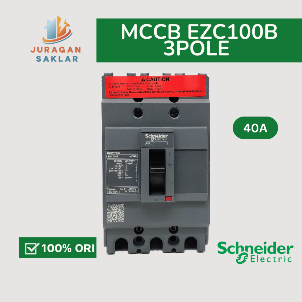 Jual ORIGINAL SCHNEIDER BREAKER MCCB NFB EZC EZC100B 3P 40A 7,5KA | Shopee Indonesia
