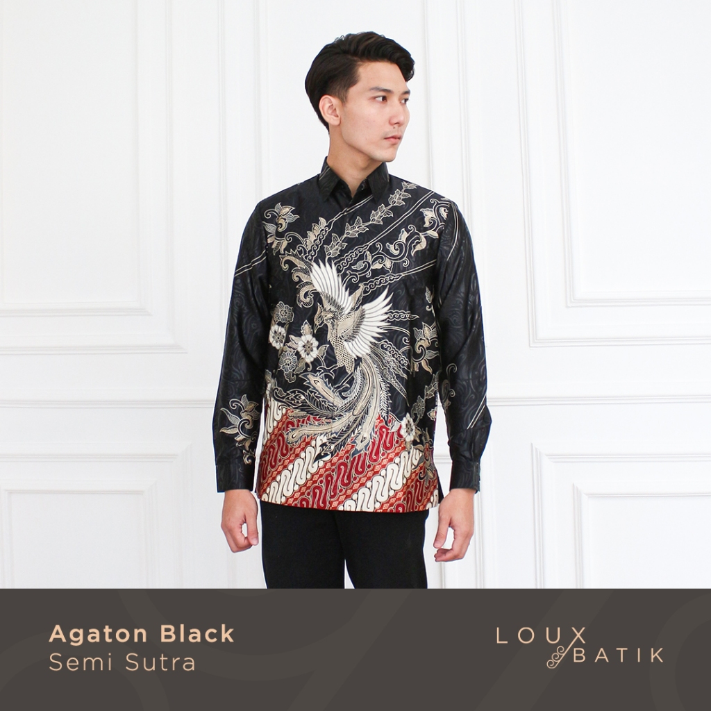 Jual Loux Batik Premium Agaton Black READY STOCK Kemeja Batik Pria Semi ...