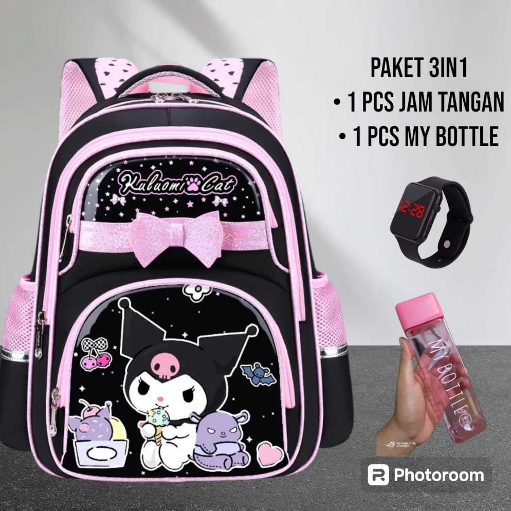 Jual KODE X76U Tas Kuromi Tas Anak Sekolah Perempuan TK SD Motip Kuromi Sanrio Tas Anak Terbaru ...