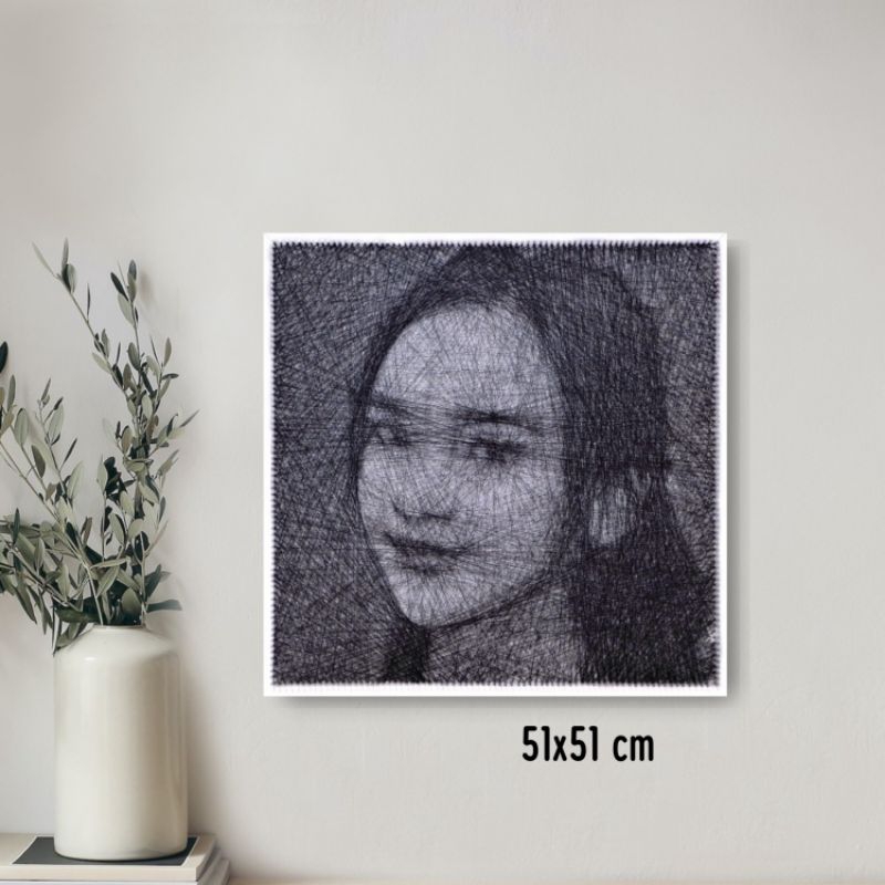 Jual lukisan benang ukuran 52x52 cm satu wajah | Shopee Indonesia
