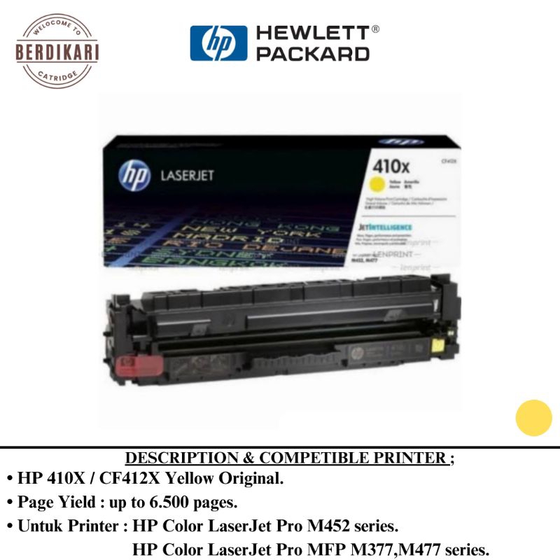 Jual HP 410X ( CF412X ) Yellow Original Cartridge for HP Color LaserJet ...