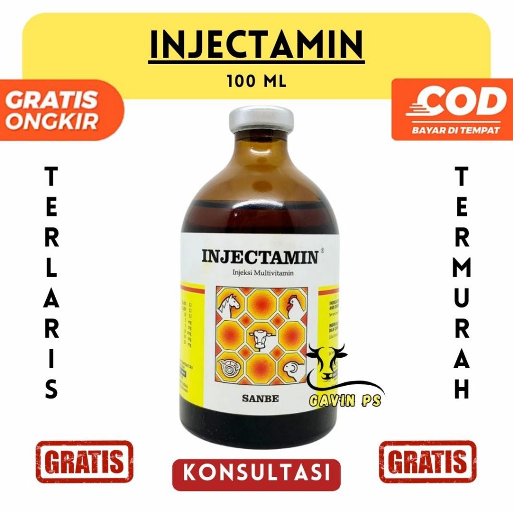 Jual INJECTAMIN 100 ML SANBE - Multivitamin Dosis Tinggi Untuk Hewan ...