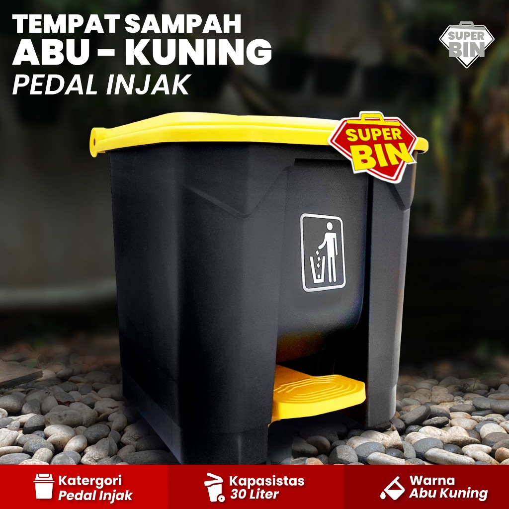 Jual Dust Bin With Pedal Garbin Tempat Sampah Injak Abu Kuning 30 - 68 ...