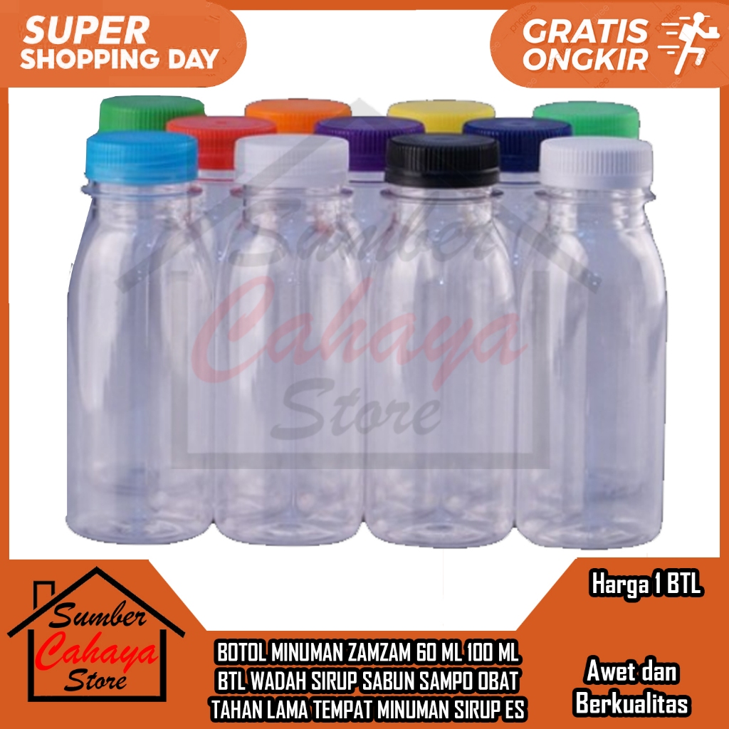 Jual Botol Plastik 100ml 60ml Bottle Jelly 100 60 Ml ZamZam Short Neck Shortneck Zam Pelastik ...