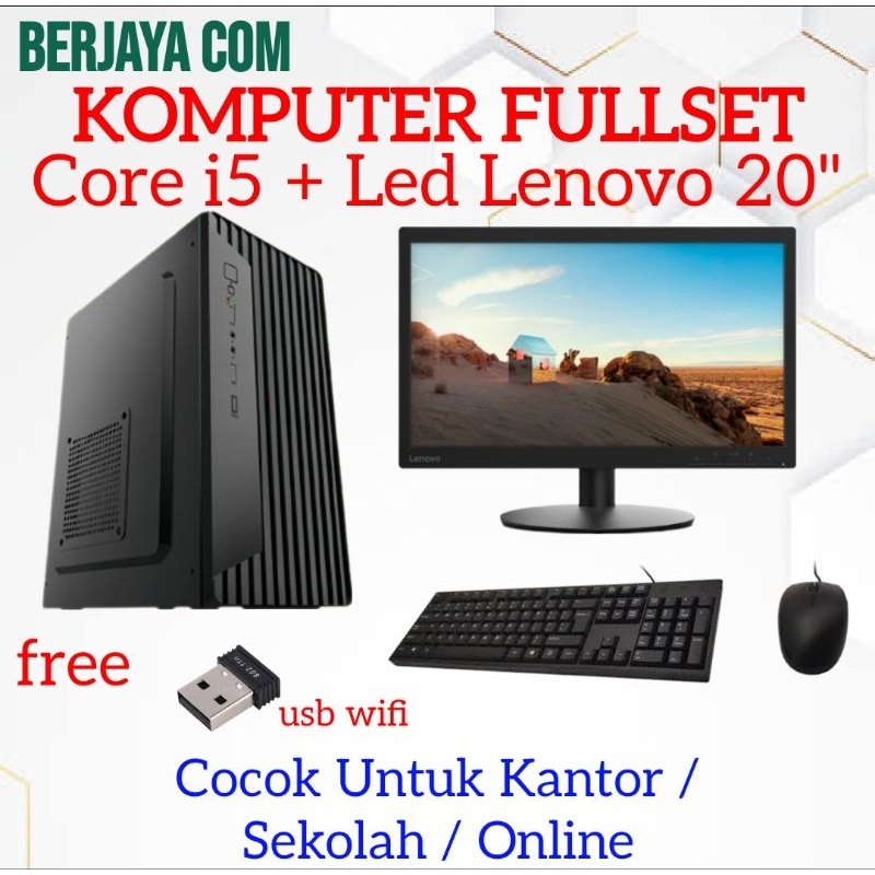 Jual Full set Core i5 - Lenovo 20" - 16gb Ram - 500gb ssd - Pc Rakitan - Komputer Kantor - cpu ...
