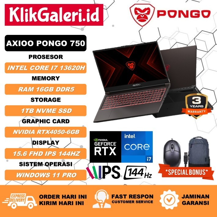 Jual LAPTOP GAMING AXIOO PONGO 750 INTEL I7 13620H 16GB 512GB RTX4050 ...